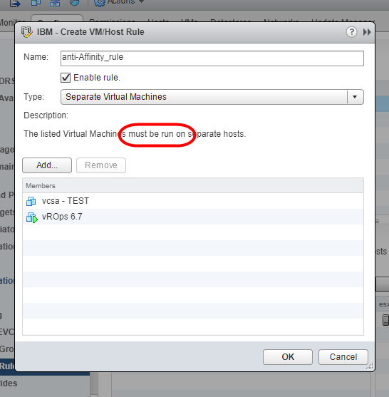 VM anti-affinity rule | VMware vSphere