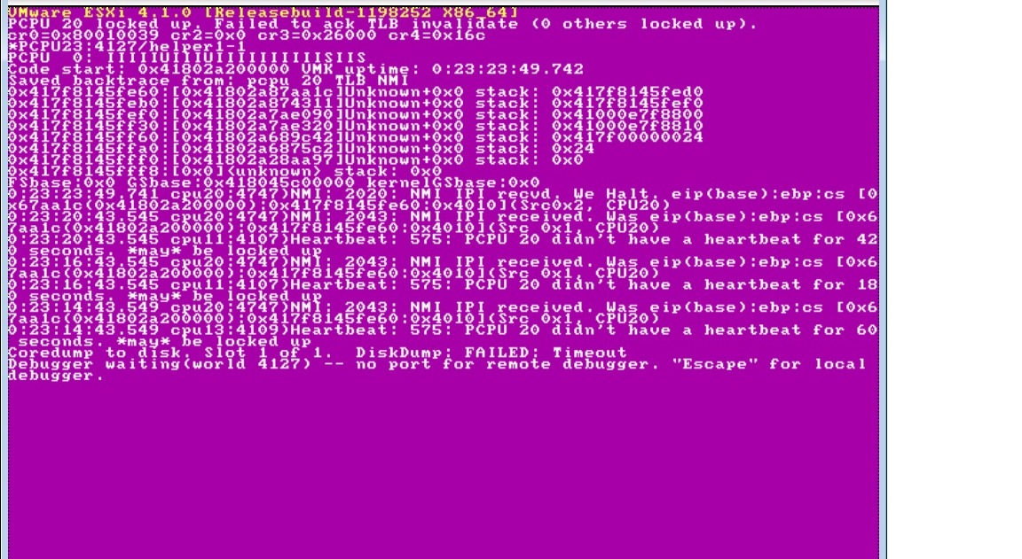 HP ProLiant DL360e Gen8 Purple Screen of Death (PSOD) "PCPU Locked Up ...