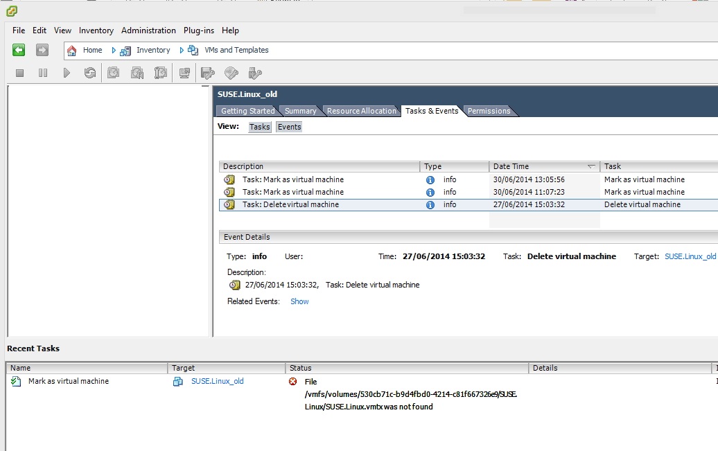 Error deleting a template - Vsphere | VMware vSphere