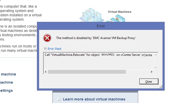 Problema ao consolidar uma VM (Problem consolidate a VM) | VMware vSphere