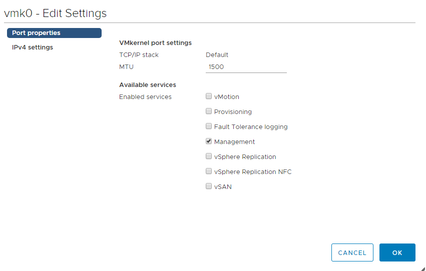 VMkernel nic in port group | VMware vSphere