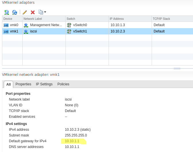 Multiple vmkernal interfaces with different gateways? | VMware vSphere