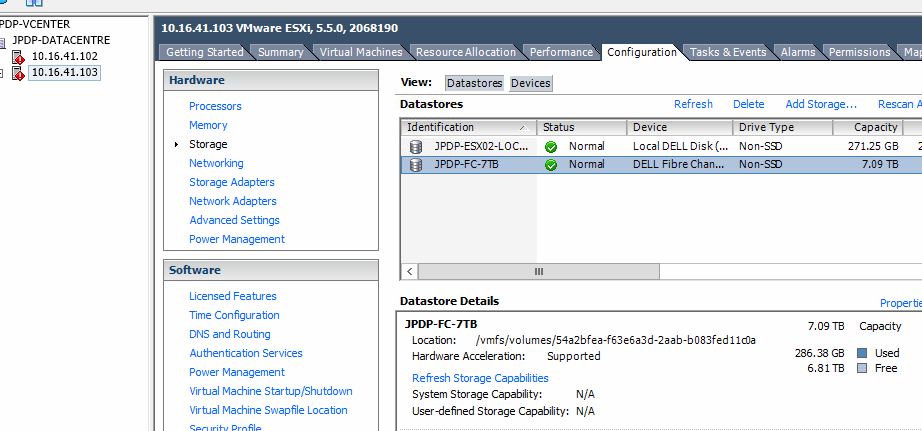 Missing fiber channel datastore | VMware vSphere