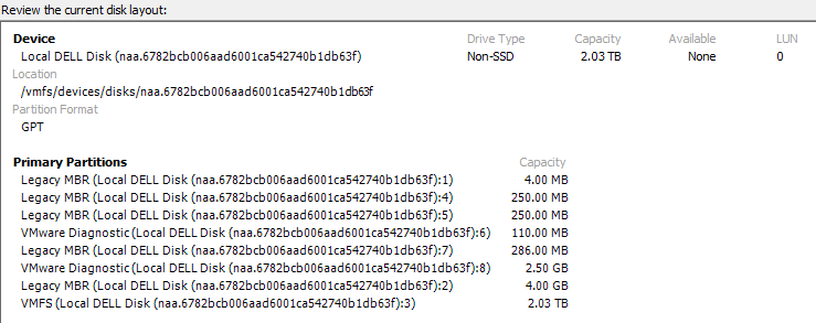 Missing datastore, partition seems present but no extent mapping | VMware vSphere