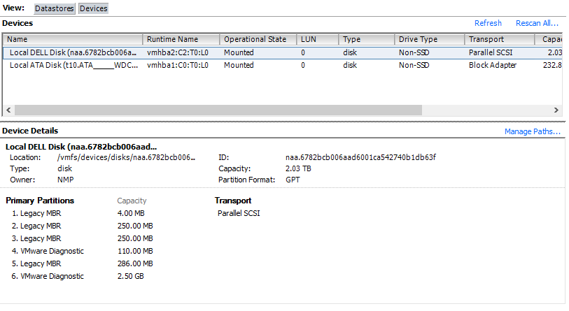 Missing datastore, partition seems present but no extent mapping | ESXi