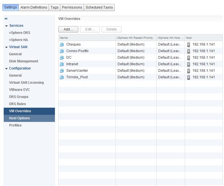 VM Restart Priority / vSphere Web Client | VMware vSphere