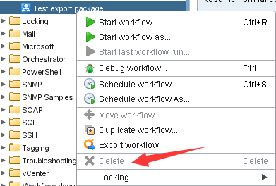 Workflow in a package without Edit contents permission cannot be deleted | VMware Aria ...