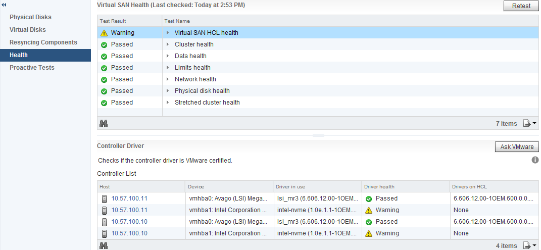 VSAN Data health always showing issues | vSAN1