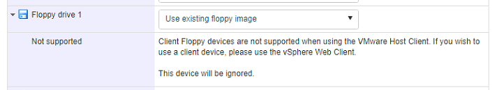 Unable to remove Floppy Drive | VMware vSphere