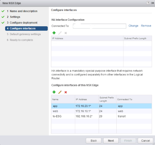 HA interface configuration | VMware NSX