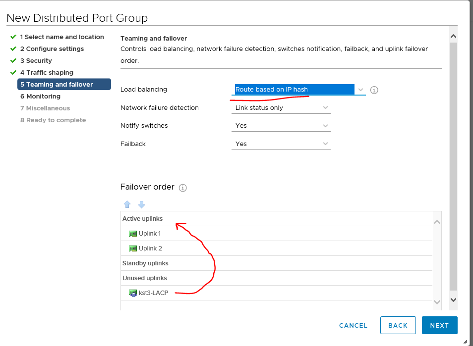 Set lacp uplink as default when creating distributed port group ...
