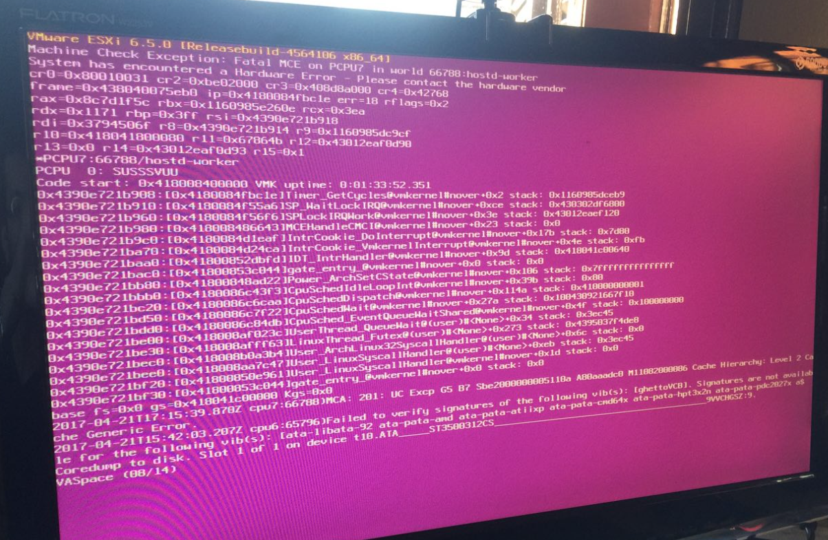 Pink Screen of death ESXI | VMware vSphere