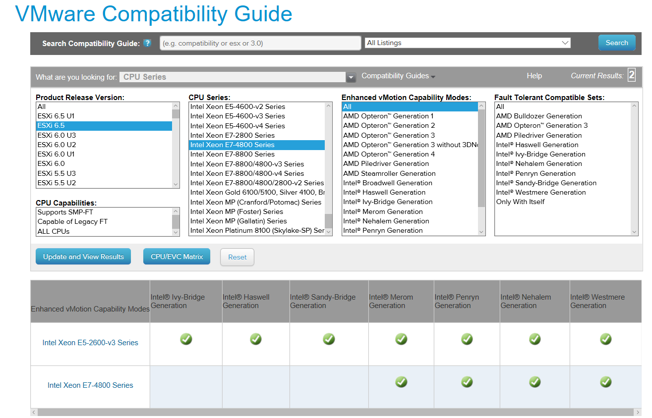 cpu compatibility | VMware vSphere