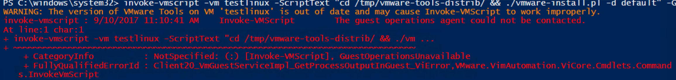 invoke-vmscript vmwarte tools upgrade on linux | PowerCLI