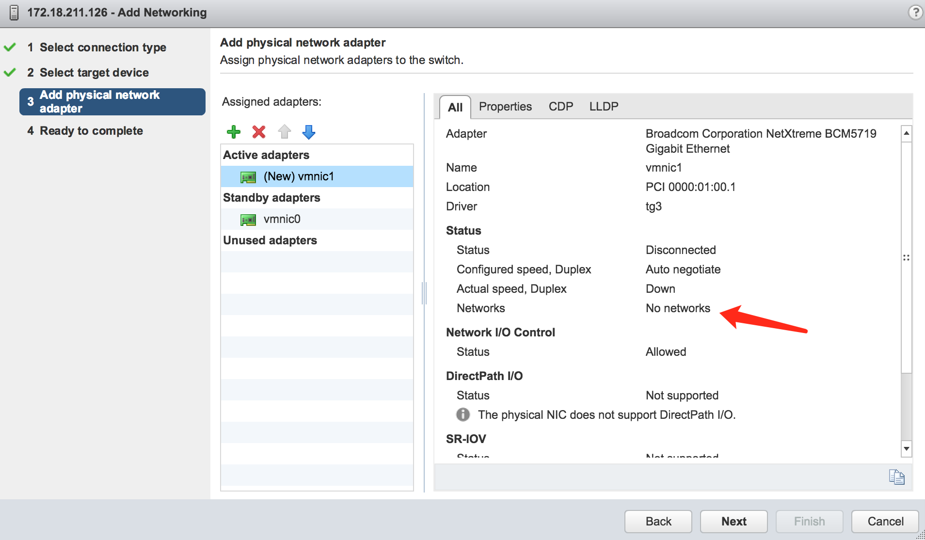 There are no active physical network adapters for the switch | VMware ...