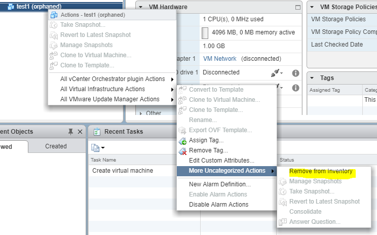 Remove an orphaned vm | VMware vSphere