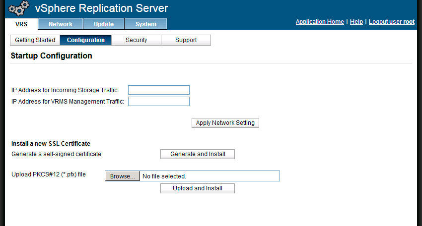 vSphere Replication Appliance 6.1.1 Configuration tab looks different ...