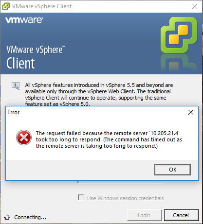 Cant connect to ESXi host | VMware vSphere