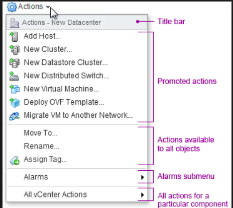 Change the action menu title | VMware vSphere