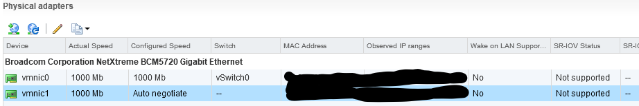 Unable to add physical NIC for teaming | VMware vSphere