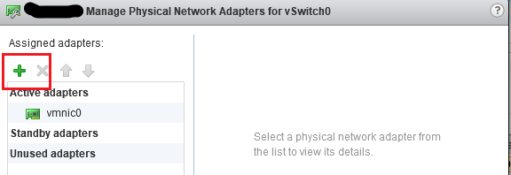 Unable to add physical NIC for teaming | VMware vSphere