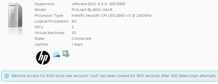 Remote Access For Esxi Local User Account Root Has Been Locked For