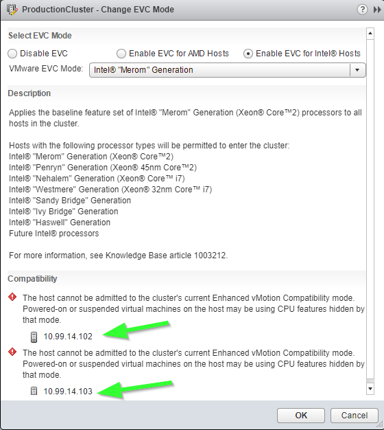 Unable to vMotion due to CPU Compatibility | VMware vSphere