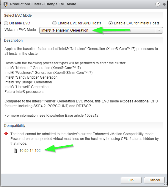 Unable to vMotion due to CPU Compatibility | VMware vSphere
