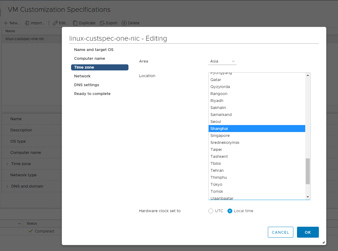 About VM Customization Specifications Time Zone Setting | PowerCLI