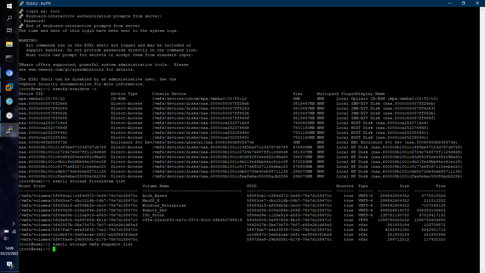 Unable to List Datastores with ESXCLI | ESXi
