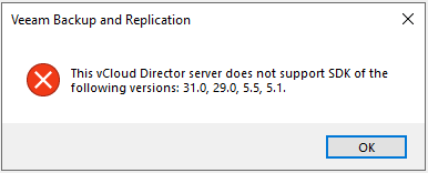 Issue on veeam backup after upgrade vcloud to 10.4 | vCloud
