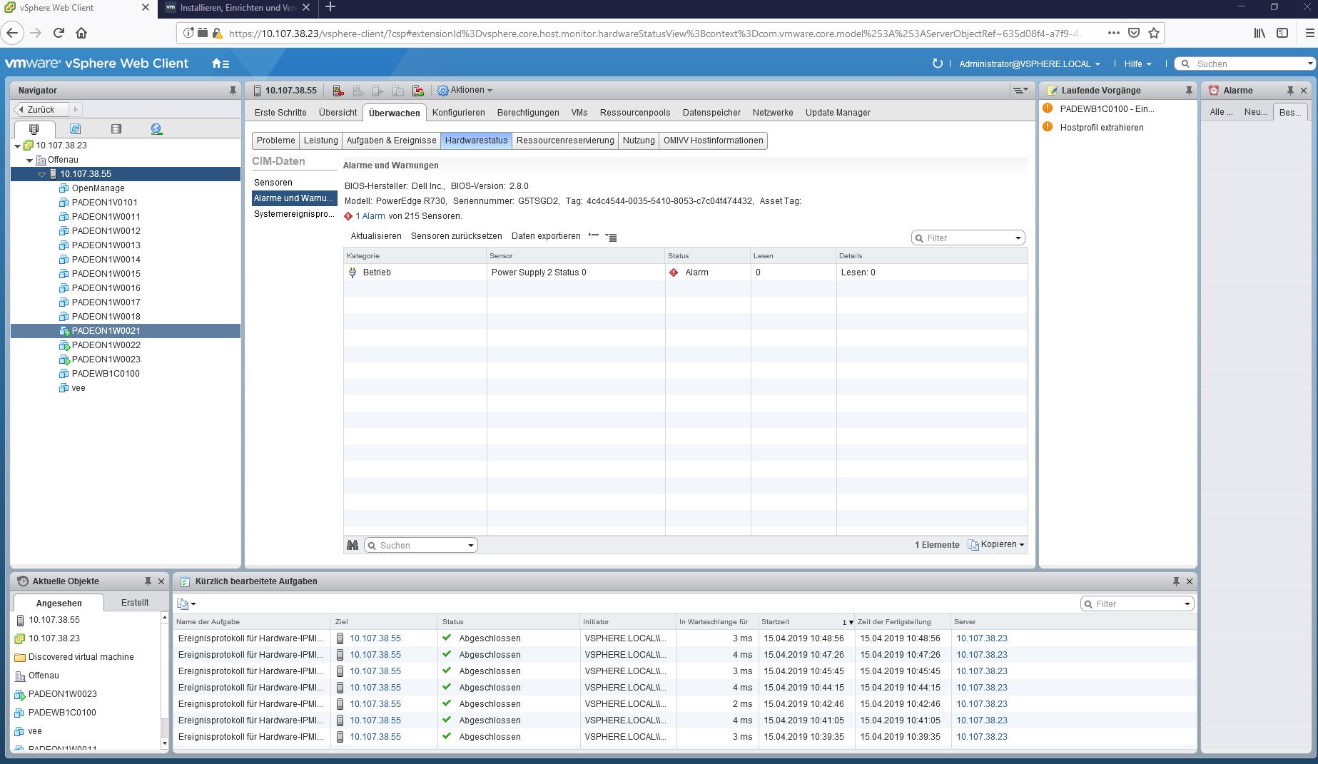VSphere Web Client page do not show alert icon when actually alert ...