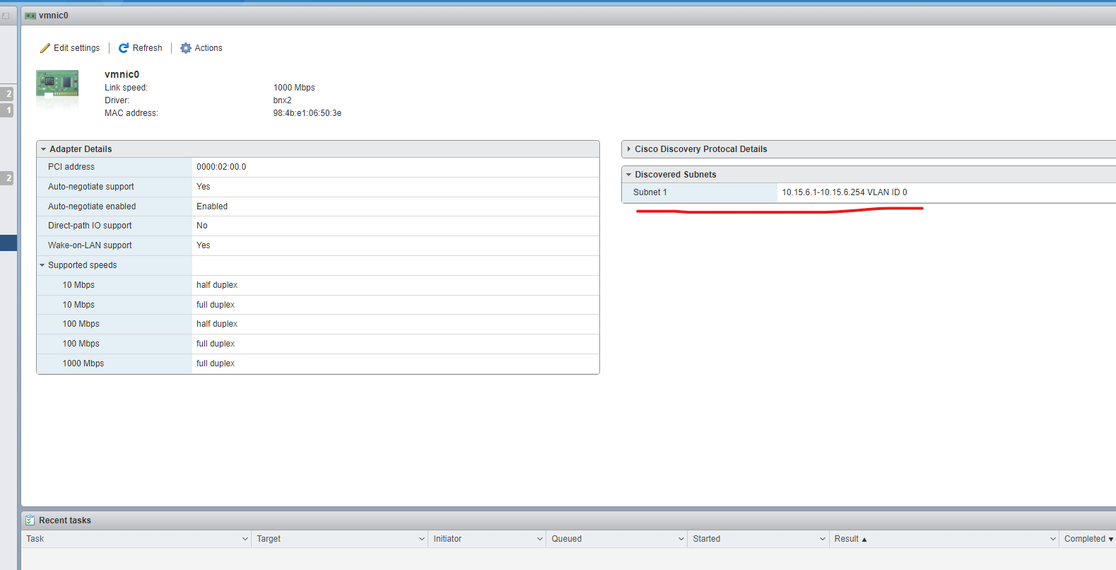 How can I get vmnic subnet ip address from command line | VMware vSphere