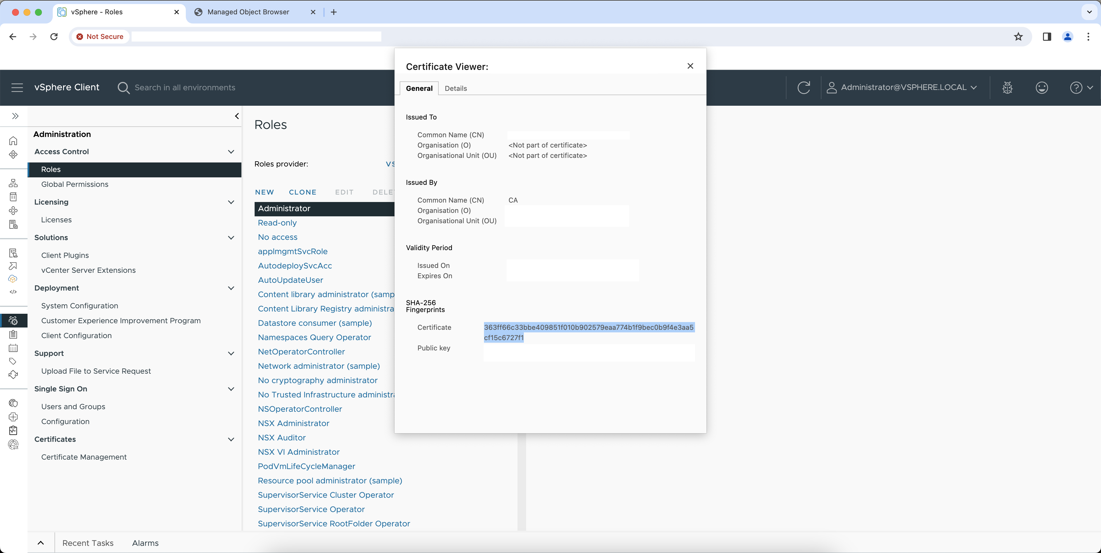 Sample plugin failing with "Host certificate thumbprint did not match ...