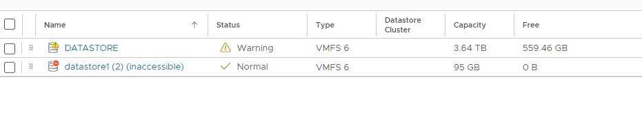 Datastore inaccessible | VMware vSphere