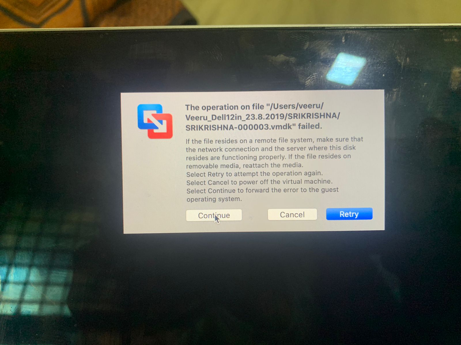 The disk ‘xxx.vmdk ’has one or more internal errors that cannot be fixed. | Fusion