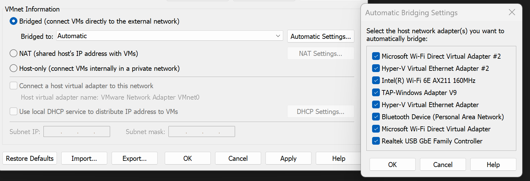 vmnet0 is missing VMware Workstation 17 Pro on Windows 11 Pro | VMware Workstation