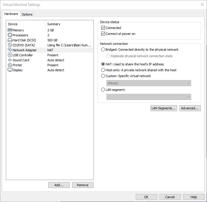 internet not working in virtual machines problem set 1 of experiments | VMware Workstation