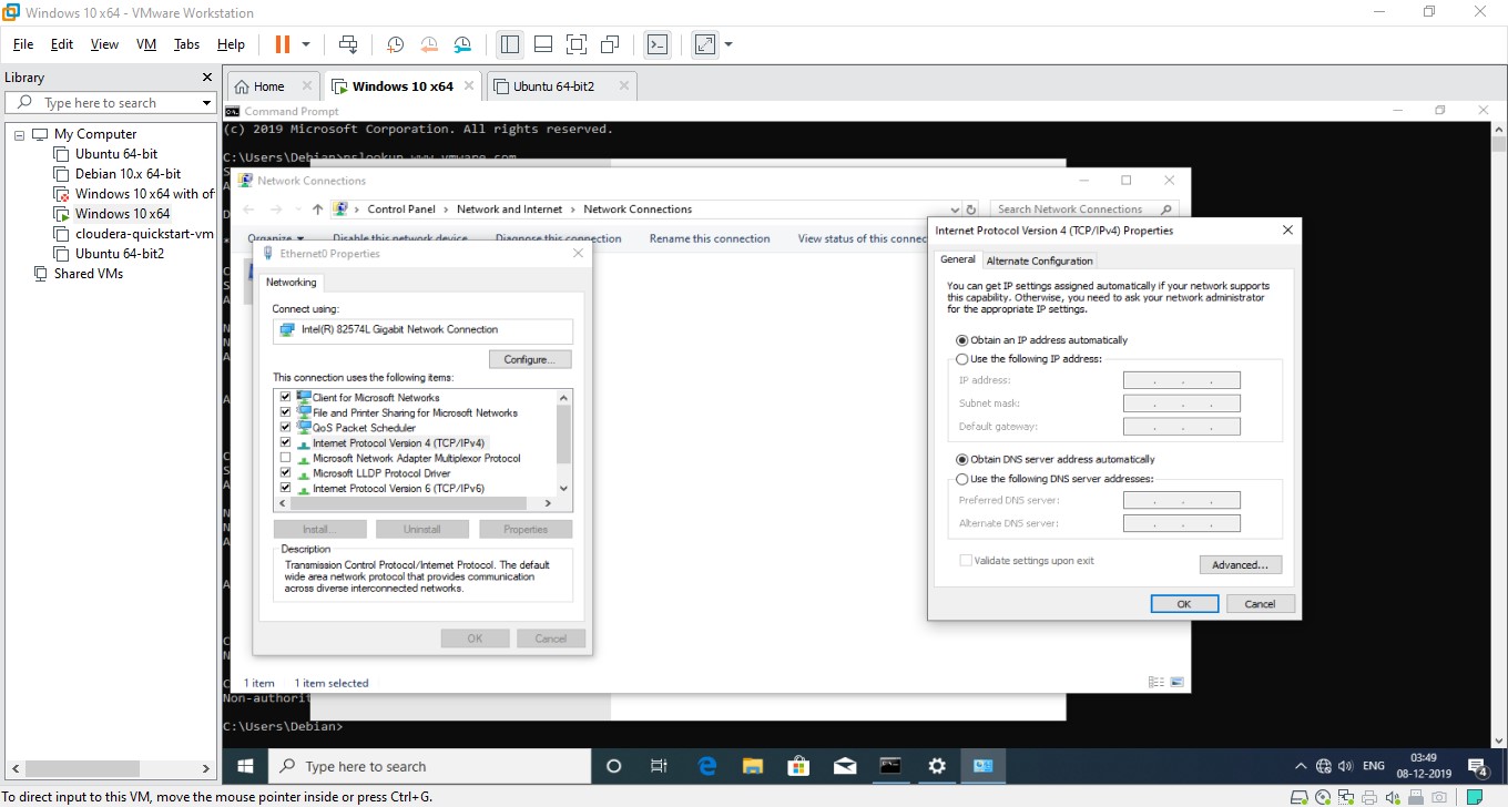 internet not working in virtual machines problem set 1 of experiments | VMware Workstation