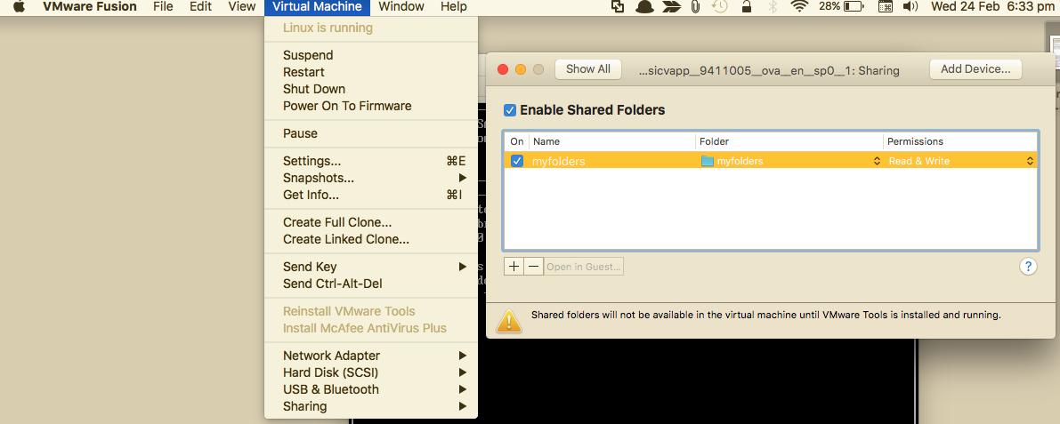 Shared folders needing VMware Tools | Fusion