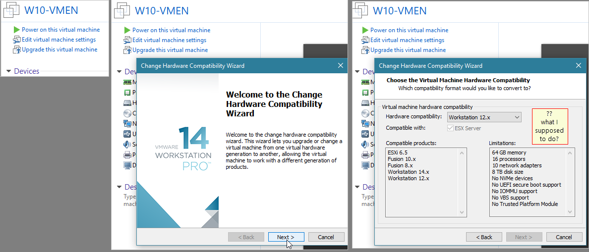 After upgraded from 12.5.7 to 14.0 : Upgrade this virtual machine. What ...