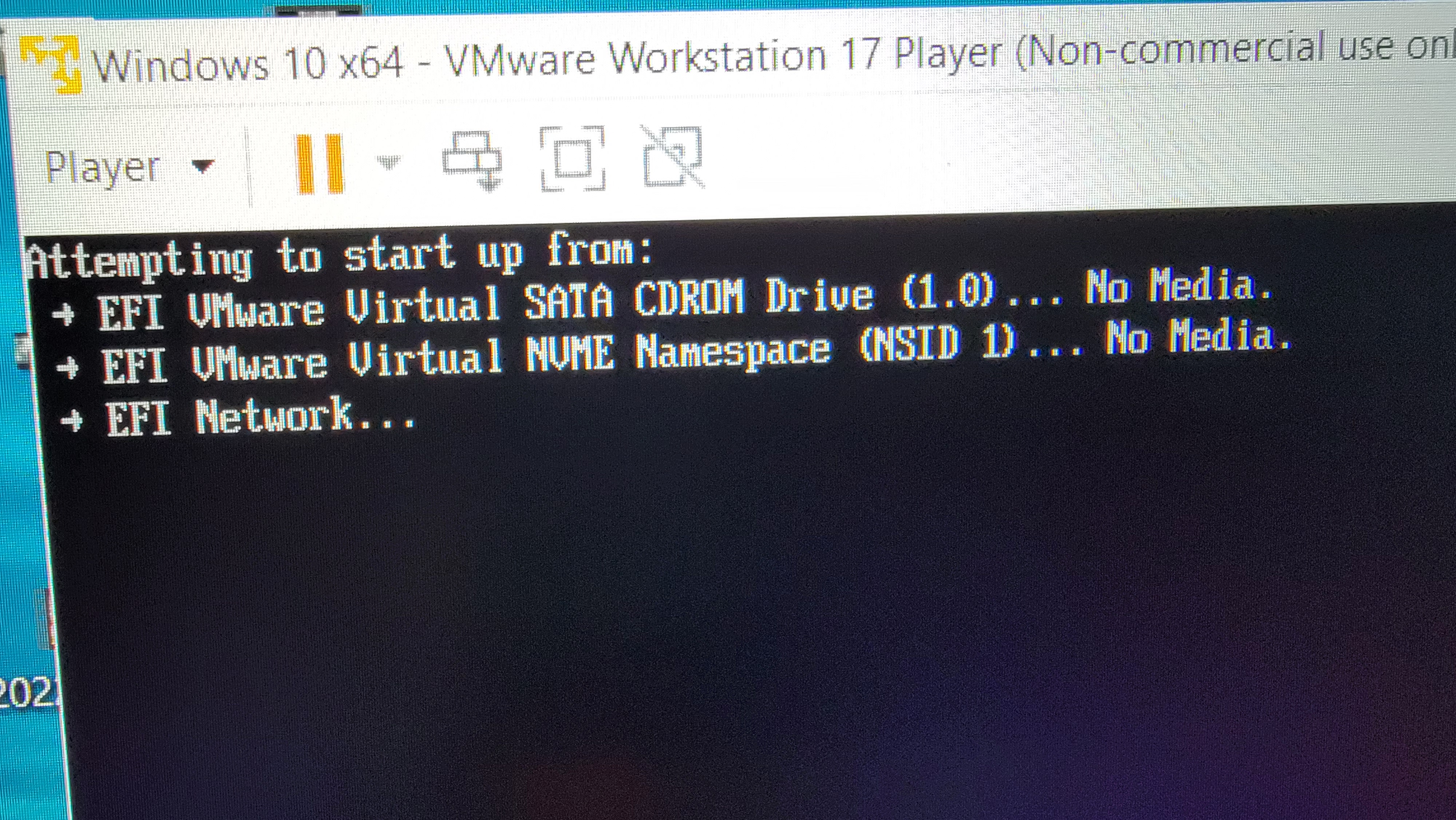 EFI VMware ... No Media. | VMware Workstation