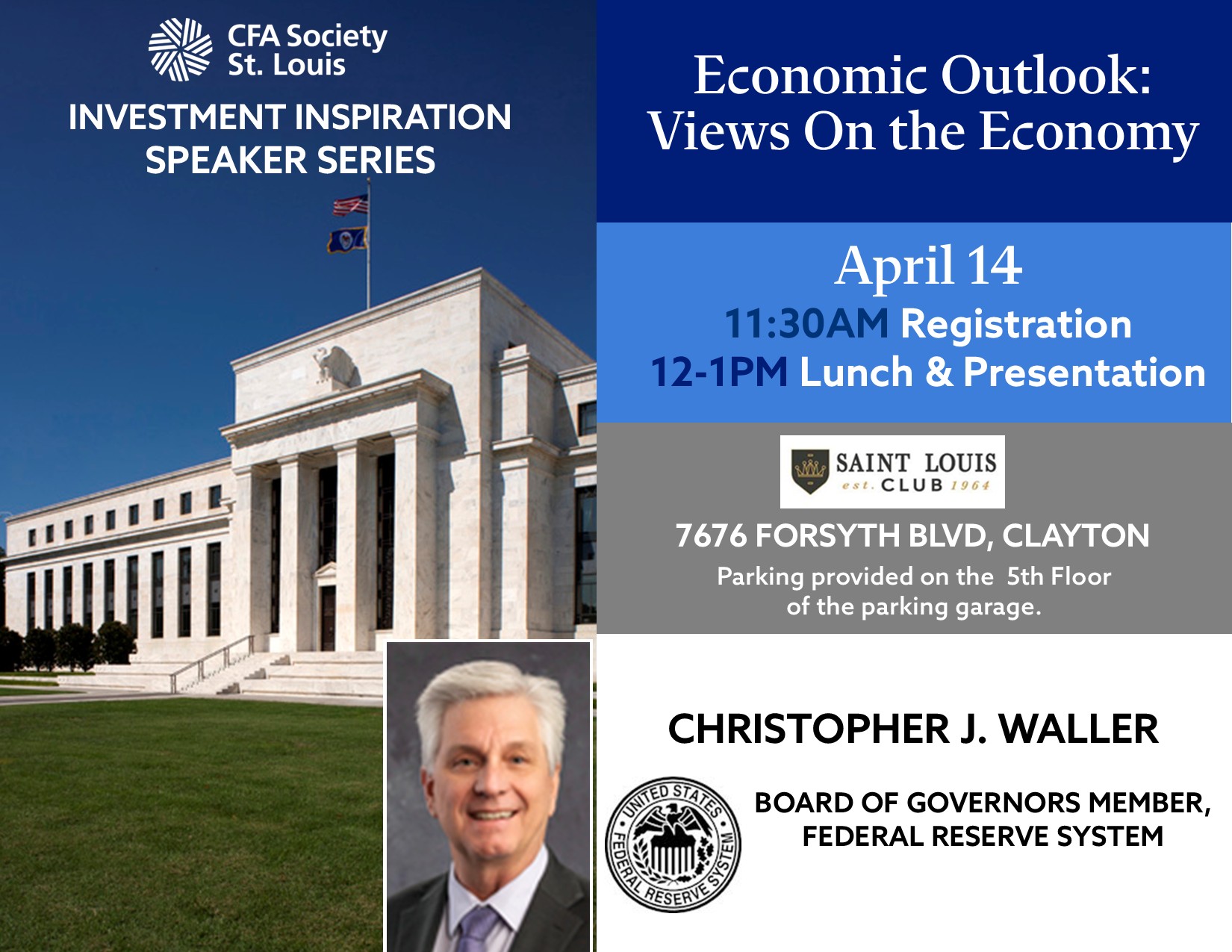 Economic Outlook with Christopher J. Waller Member Board Governors of ...