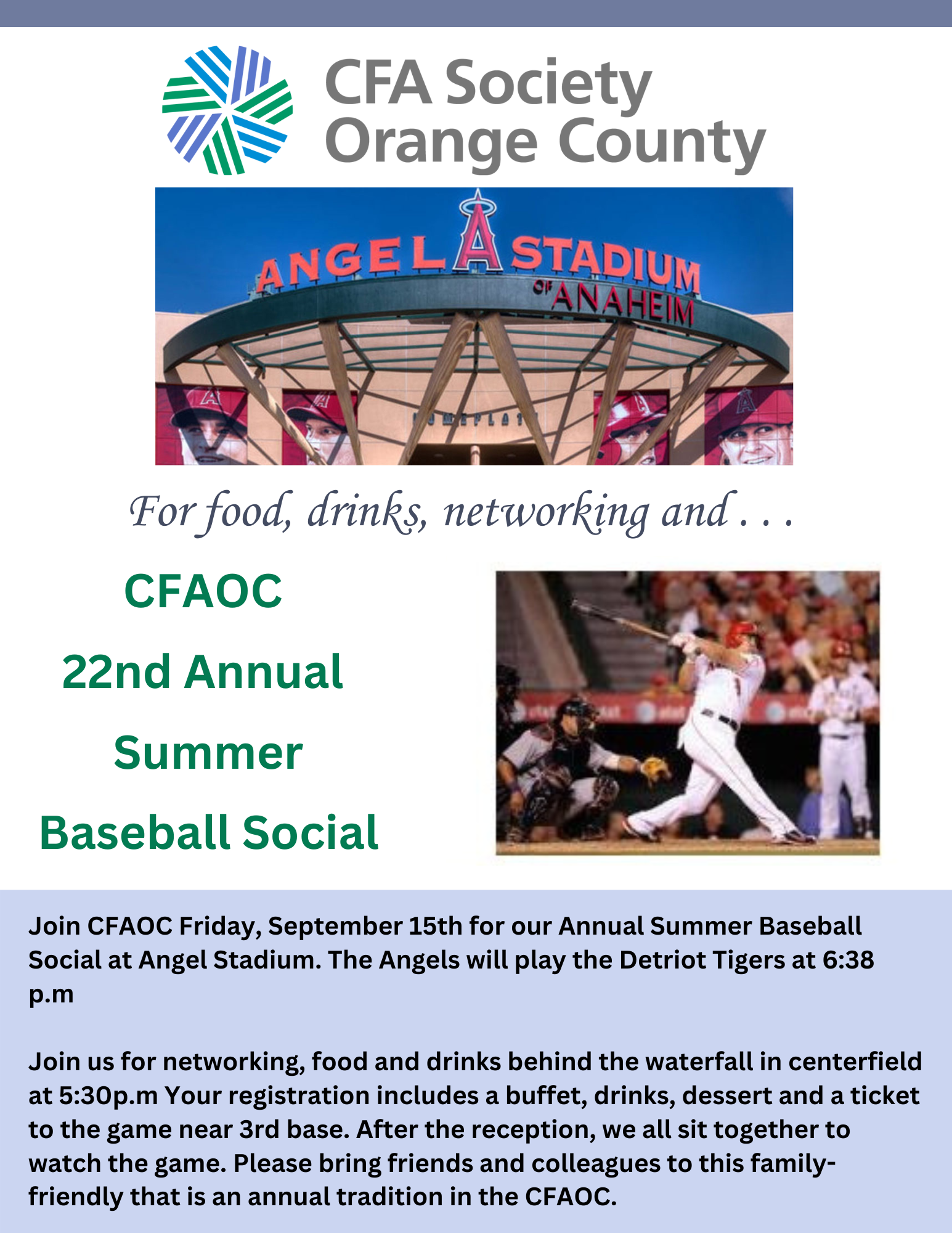 22nd Annual Baseball Social- SOLD OUT - CFA Society Orange County