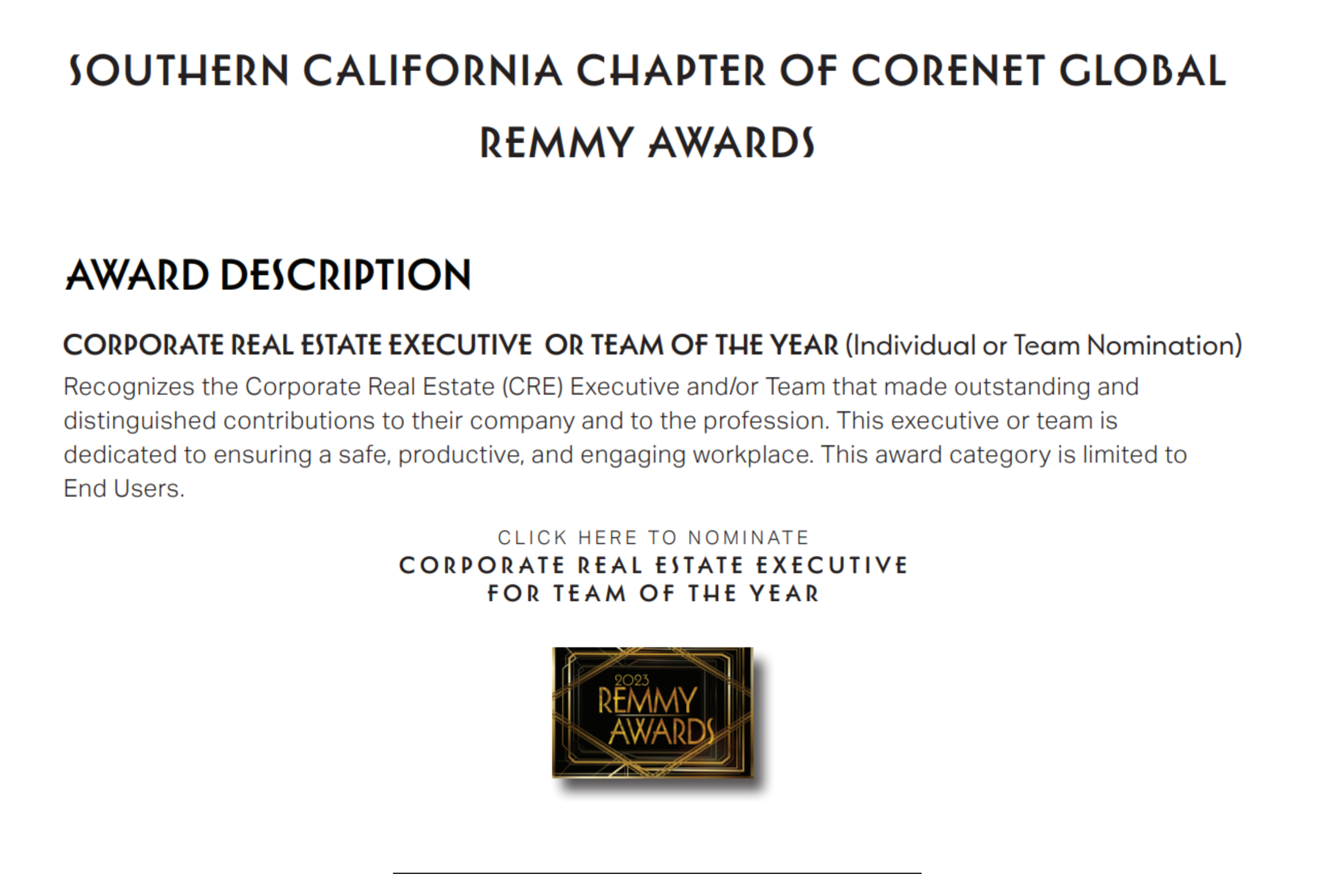 REmmy Awards - Southern California Chapter of CoreNet Global