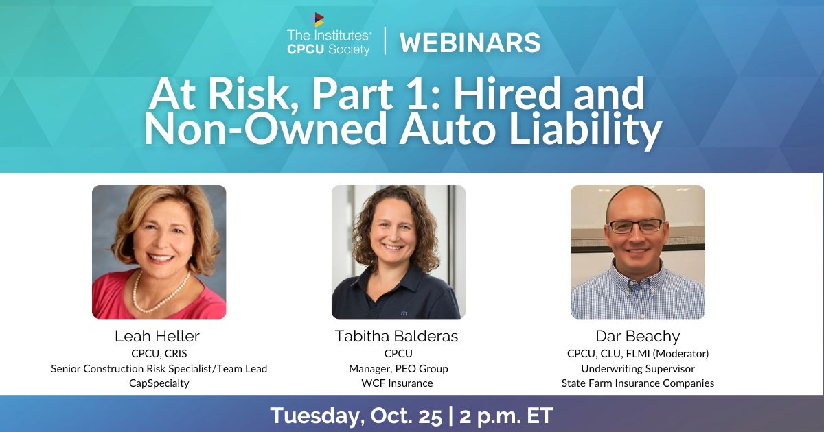 CPCU Society Webinar: At Risk, Part 1: Hired and Non-Owned Auto ...