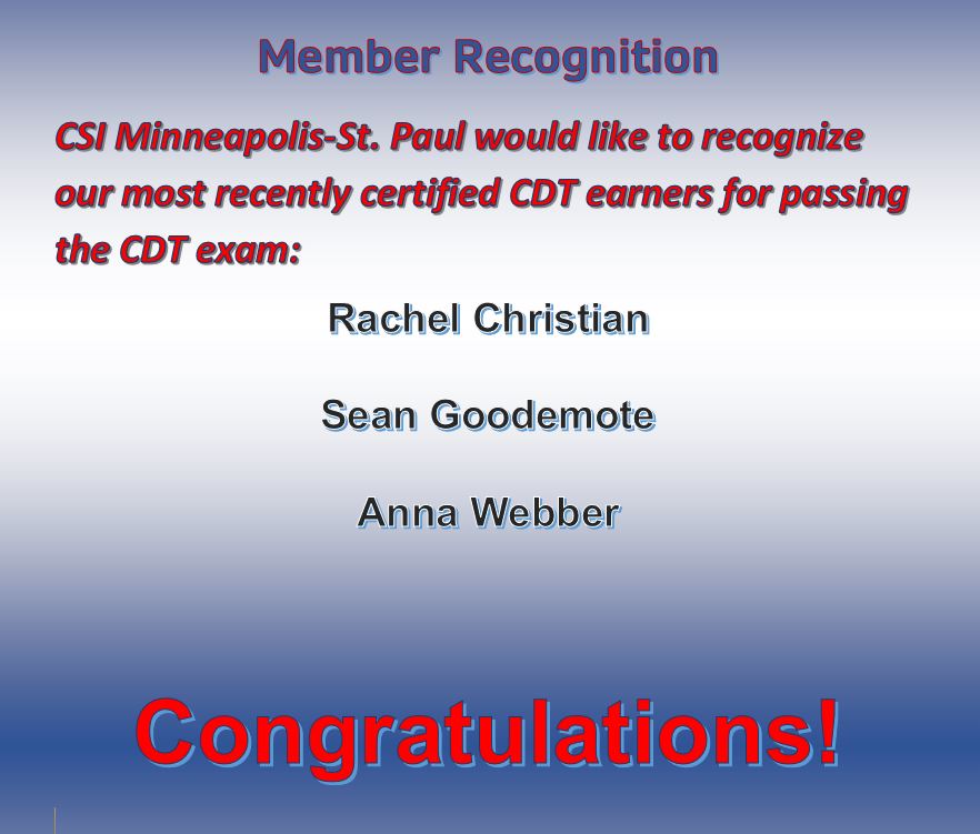 Member Recognition - Minneapolis-St. Paul Chapter