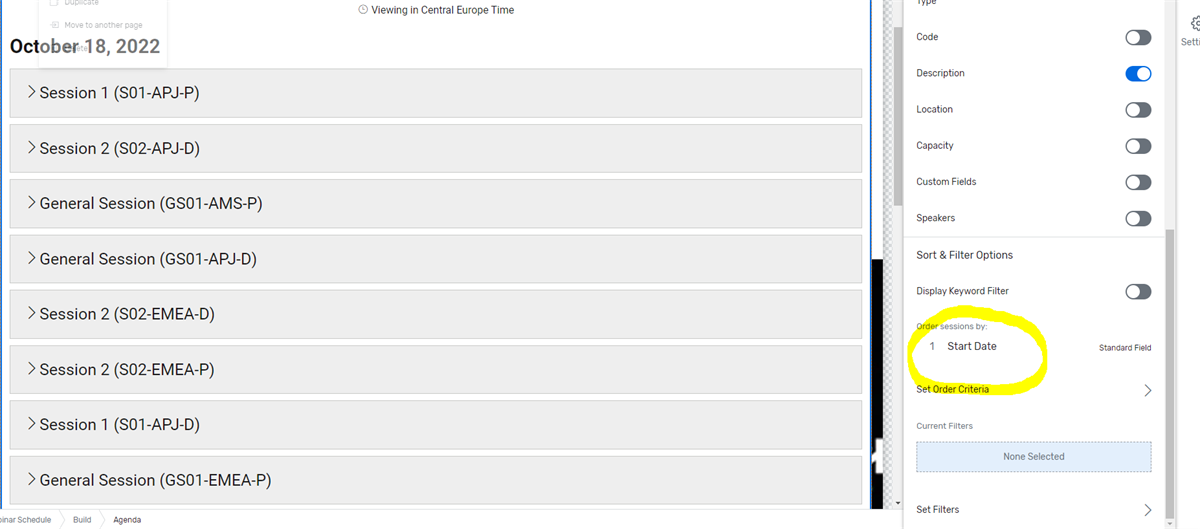 Agenda at a Glance with drop down info | Cvent Beginners
