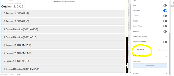 Agenda at a Glance with drop down info | Cvent Beginners