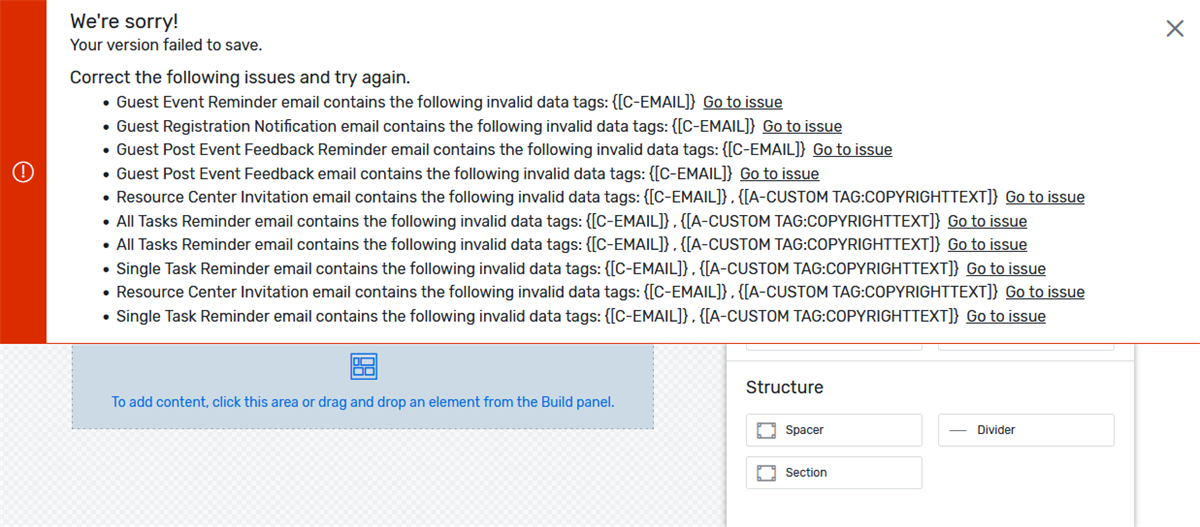 {[C-EMAIL]} tag erro when saving email template | Open Forum
